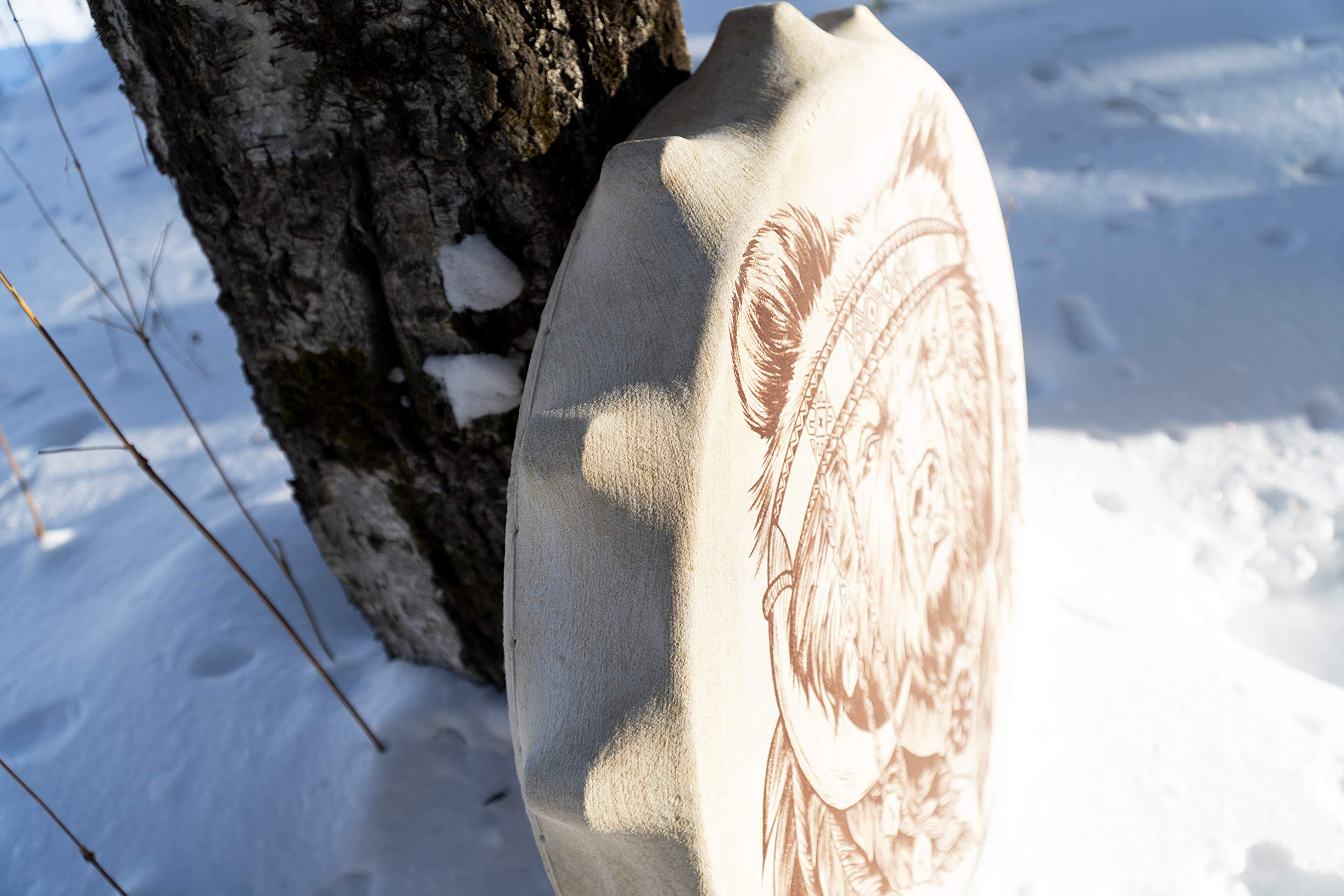 Siberian round shaman drum 19" (50 cm) with drawing of a bear/authentic tambourine/with beater and case included