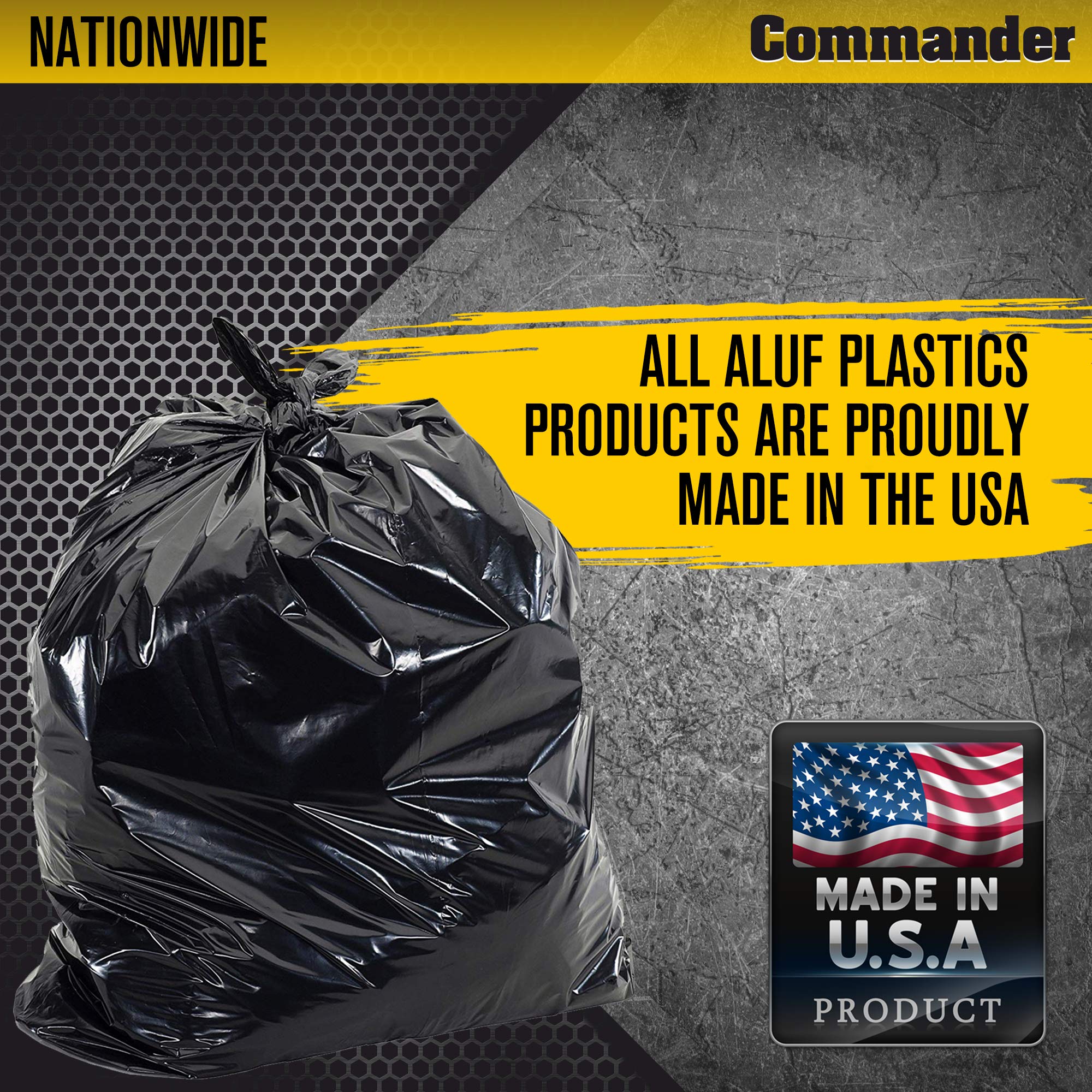 Commander 42 Gallon 3 MIL (eq) Heavy Duty Contractor Bags with Flap Ties - 32" x 46" - Pack of 20 - For Contractor, Industrial, & Outdoor