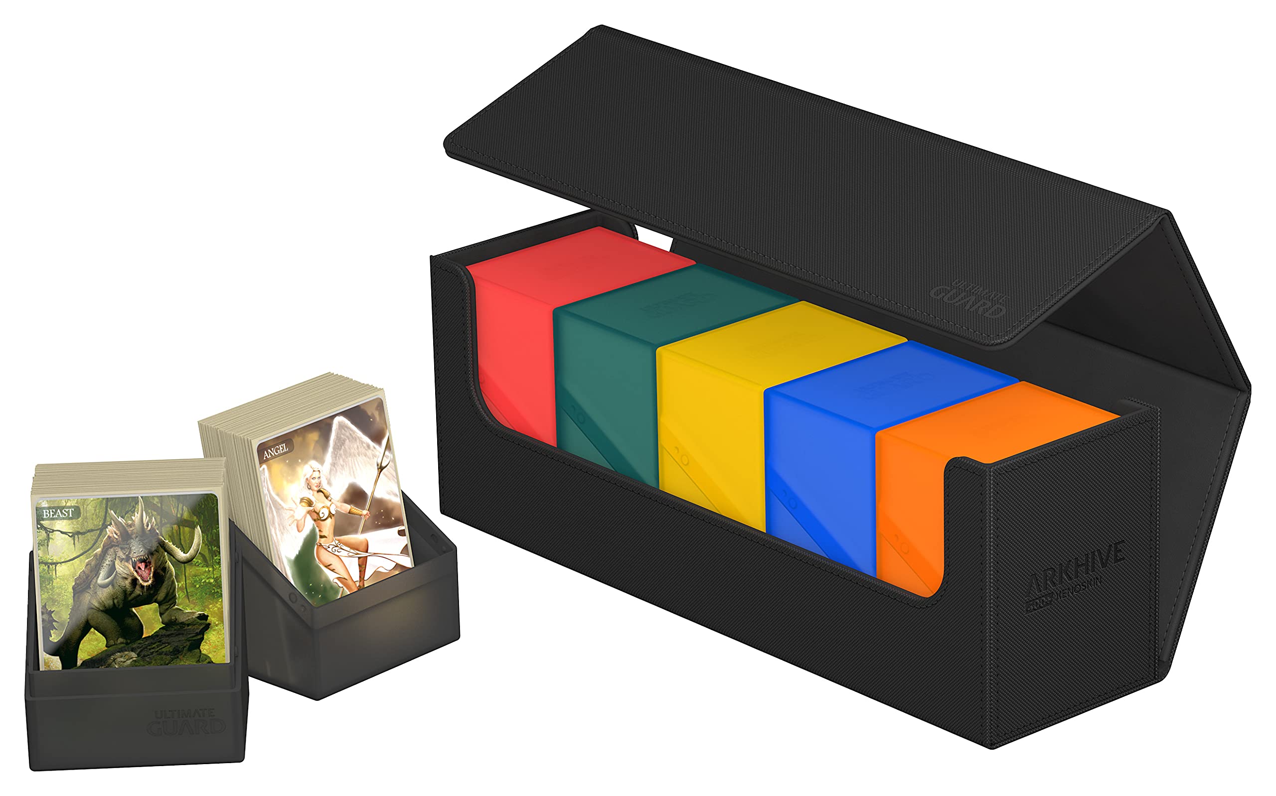 Ultimate Guard Arkhive 400+, Deck Case for 400 Double-Sleeved TCG Cards, Black, Compatible with Boulders, Magnetic Closure & Microfiber Inner Lining