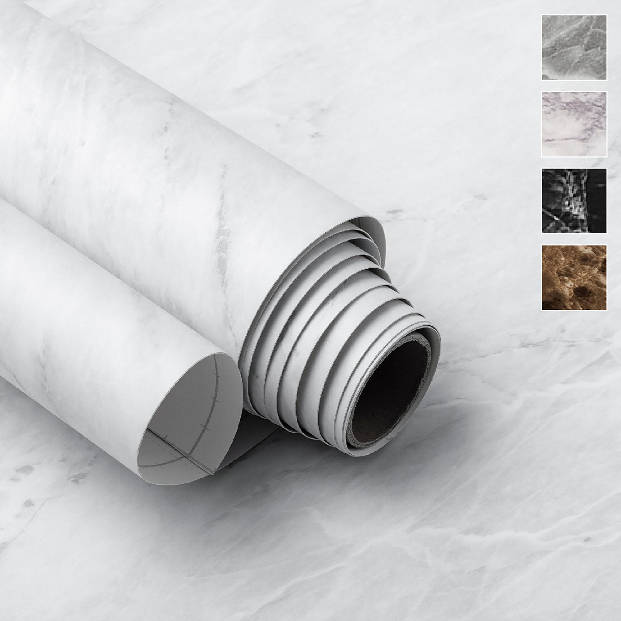 Marble Peel and Stick Wallpaper (24" x 118", White Matte) Self-Adhesive Renter Friendly Contact Paper Removable Waterproof Vinyl Faux Granite Décor for Furniture Upcycling