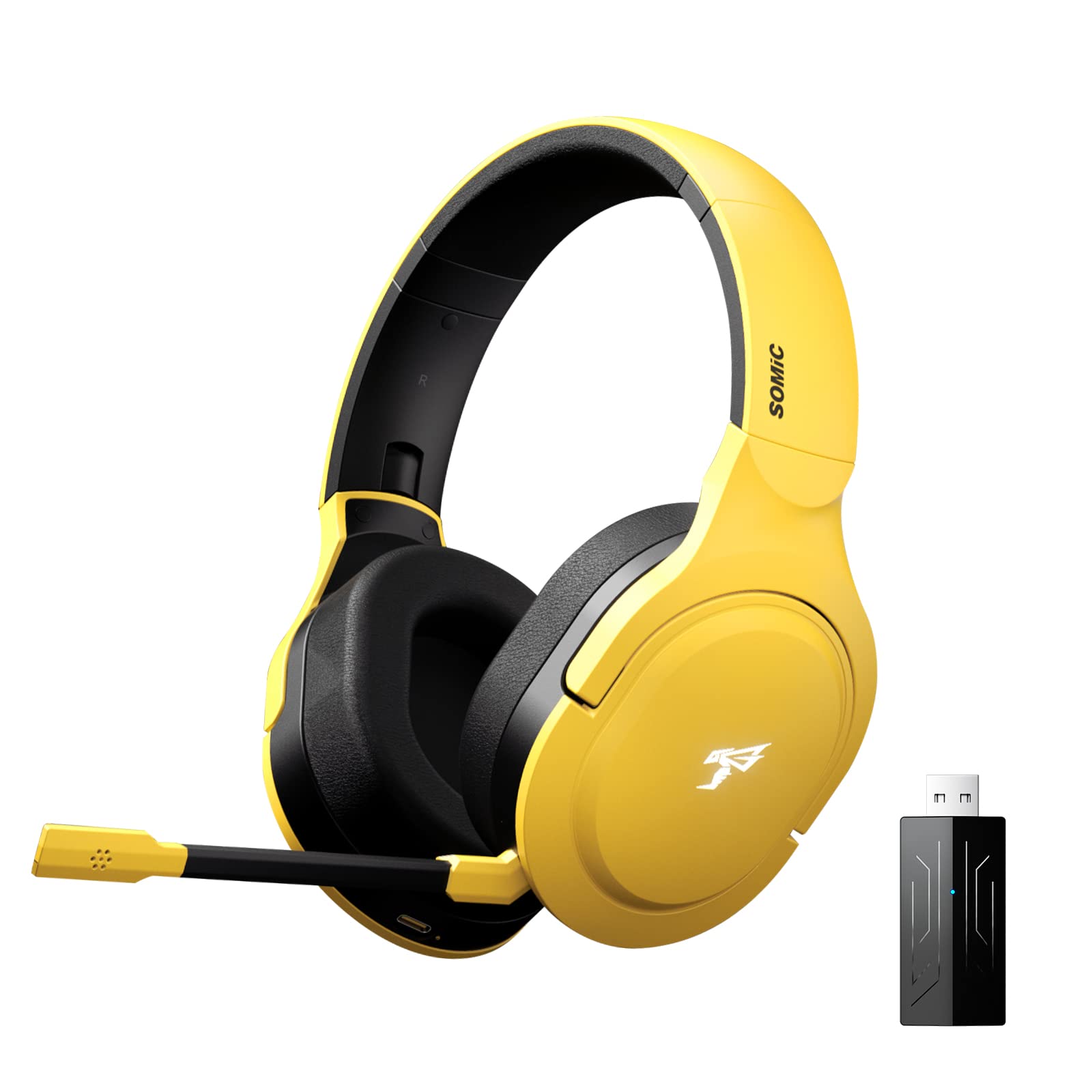 EASARS Wireless Gaming Headset, 2.4G Gamer Headsets, Foldable Bluetooth Headset, 28H Playtime, Detachable Microphone, Compatible with PC, PS5, PS4, Laptop