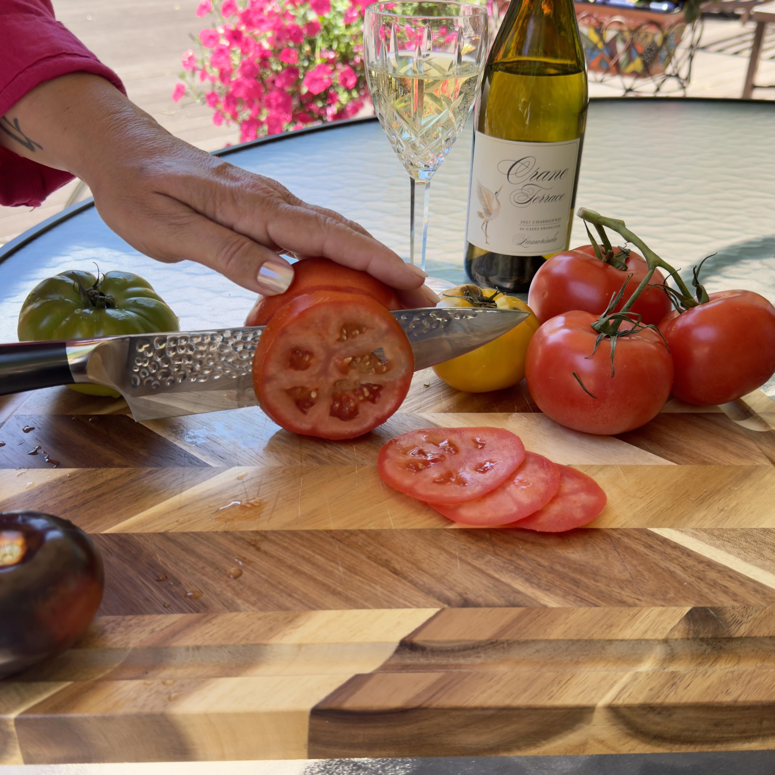 HACIENDA ART & HOME Chef Knife 8 Inch, Hammered Steel, Ultra Sharp Professional High Carbon Stainless Steel Knife for Home & Restaurant, Gift Quality Box β Perfect for Home, Chefs, and Gifts