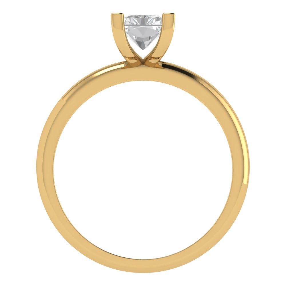 Clara Pucci 1.0 ct Emerald Cut Solitaire Moissanite Engagement Wedding Bridal Promise Anniversary Ring 18K Yellow Gold Size 6.5