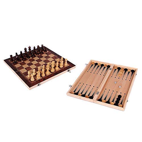 Chess Set International Chess 3 in 1 Wooden International Chess Set Board Travel Games Chess Backgammon Draughts Entertainment