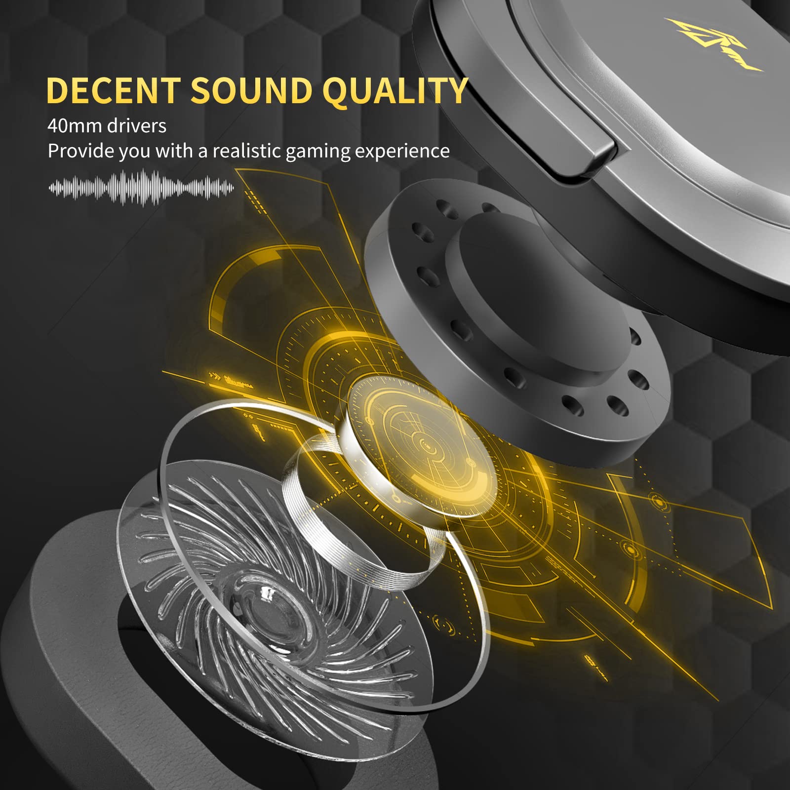 EASARS Wireless Gaming Headset, 2.4Ghz Gamer Headsets with Detachable Microphone, Portable Foldable Bluetooth Headphones Compatible with PC, PS5, PS4, Laptop, 28H Playtime (Grey)