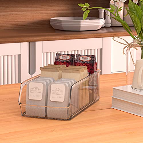 SANNO Pantry Organizer Storage Organizer Bins, Divided Compartment Holder for Snacks, Packets,for Freezer, Fridge, Refrigerator Organizer Bins, Cabinet Organizers