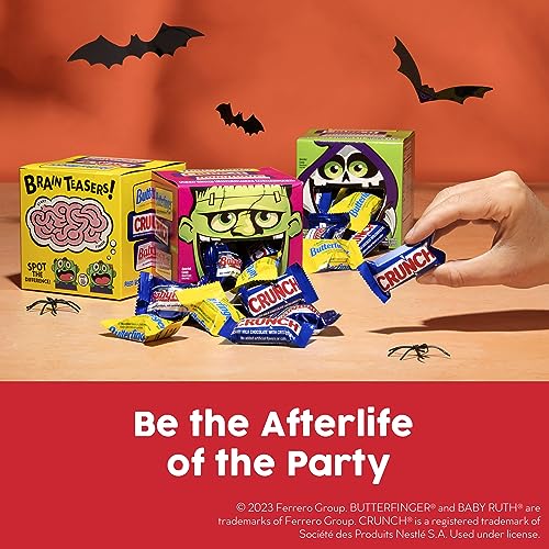 Butterfinger, CRUNCH and Baby Ruth, 6 Monster Boo Boxes, Candy Variety Pack, Assorted Mini Size Individually Wrapped Chocolate Bars, Halloween Candy Decorations, 5.1 Oz Each