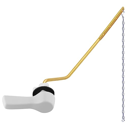 Hygie Rinse Universal Toilet Trip Lever Toilet Tank Side Mount Handle with 1pc Flapper Chain, Toilet Flush Lever Handle Toilet Handle Replacement Kit, White