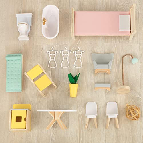 KidKraft Zoey Magic Lights & Sounds Dollhouse with EZ Kraft Assembly™, 18-Piece Accessory Set, Gift for Ages 3+