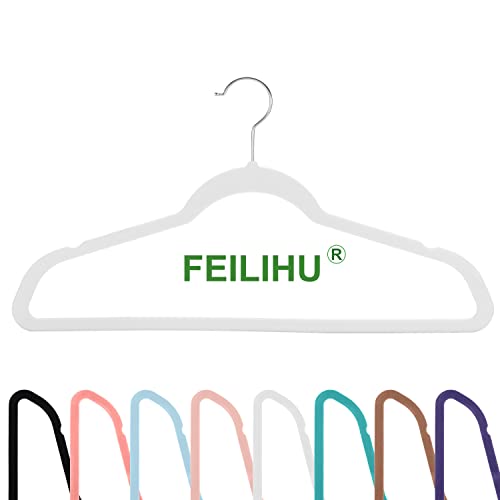 Velvet Clothes Hangers (50 Pack) Heavy Duty Durable Suit Hanger Vibrant Color Hangers Lightweight Space Saving Coat Hangers for Closet -White