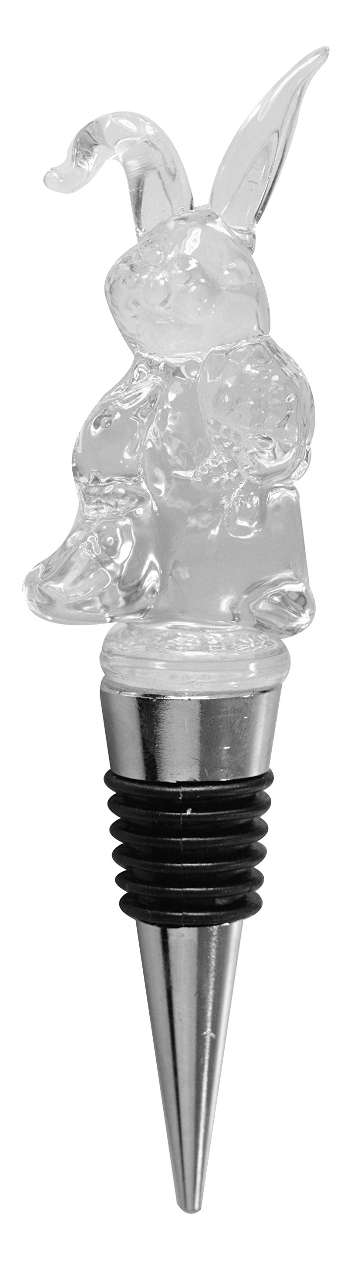 Glass Easter Bunny / Rabbit Wine Bottle Stopper - Decorative, Unique, Eye-Catching Glass Wine Stoppers – Rabbit Wine Stopper, Wine Accessories, Easter Gift for Host/Hostess - Wine Corker / Sealer