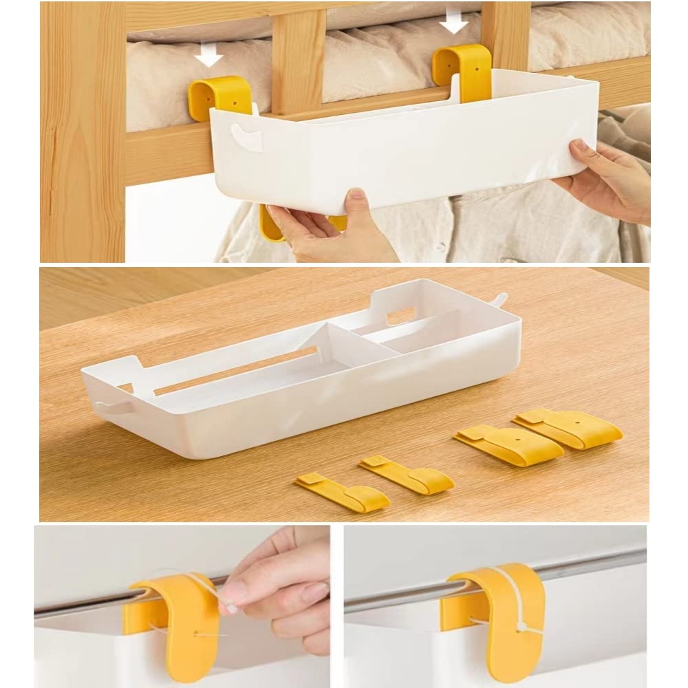HYOATREA Bunk Bed Shelf Bedside Caddy for Bed Bedside Shelf Organizer Hanging Storage Holder Pocket for College Dorm Room Baby Bed Rails