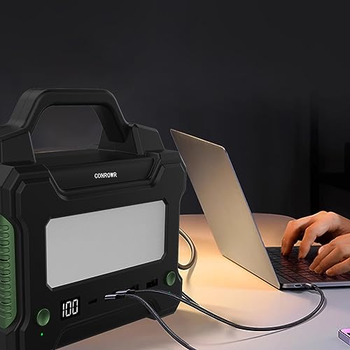 CONROWR 150Wh Portable Power Station Camping Solar Generator Laptop Charger with 150W 110V Peak AC Outlet, USB Ports LED Flashlights, DC Ports for CPAP Home Camping Emergency