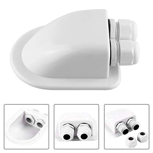 DGZZI Solar Twin Cable Entry Gland Connector White Waterproof Solar Panels Double Cable Gland Box for RV,Caravan,Boat and Marine