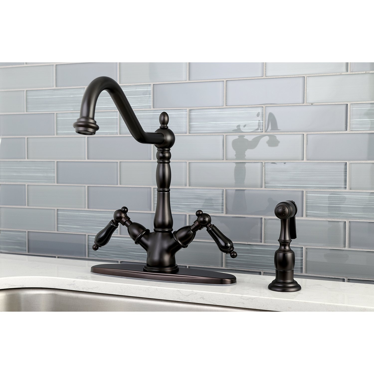 Kingston Brass KS1235PKLBS Duchess Kitchen Faucet, 8-1/2" In Spout Reach, Oil Rubbed Bronze