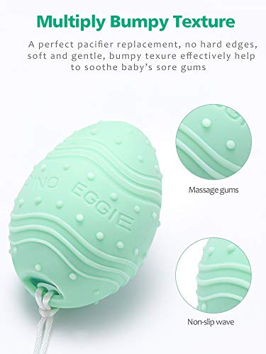 Dinosaur Egg Baby Teething Toy Teether Rattle, Made with 100% Food-Grade Silicone for Infant Boys Girls 2m+ (Mint)