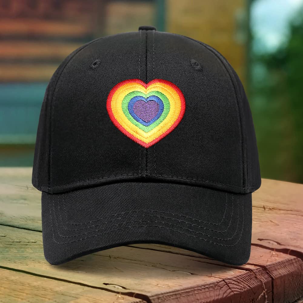 Dantacy Pride Rainbow Embroidered Hat for Men Women,Pride Lesbian Gay Bisexual Transgender LGBT Black Baseball Cap One Size