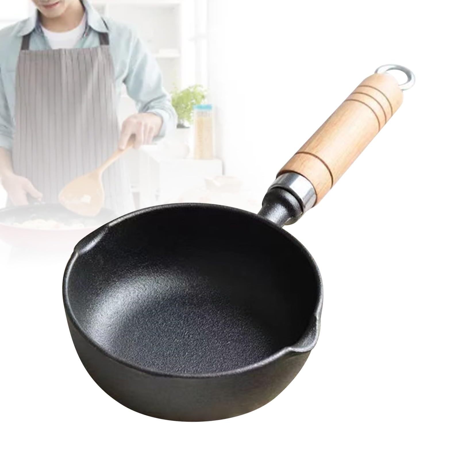 Melting Pot Cast Iron Sauce Pan, Multi Functional Cooking Even Heat Distribution Kitchen Cast Iron Butter Warmer Pot Baking Heating Holder Cheese Heating Pot