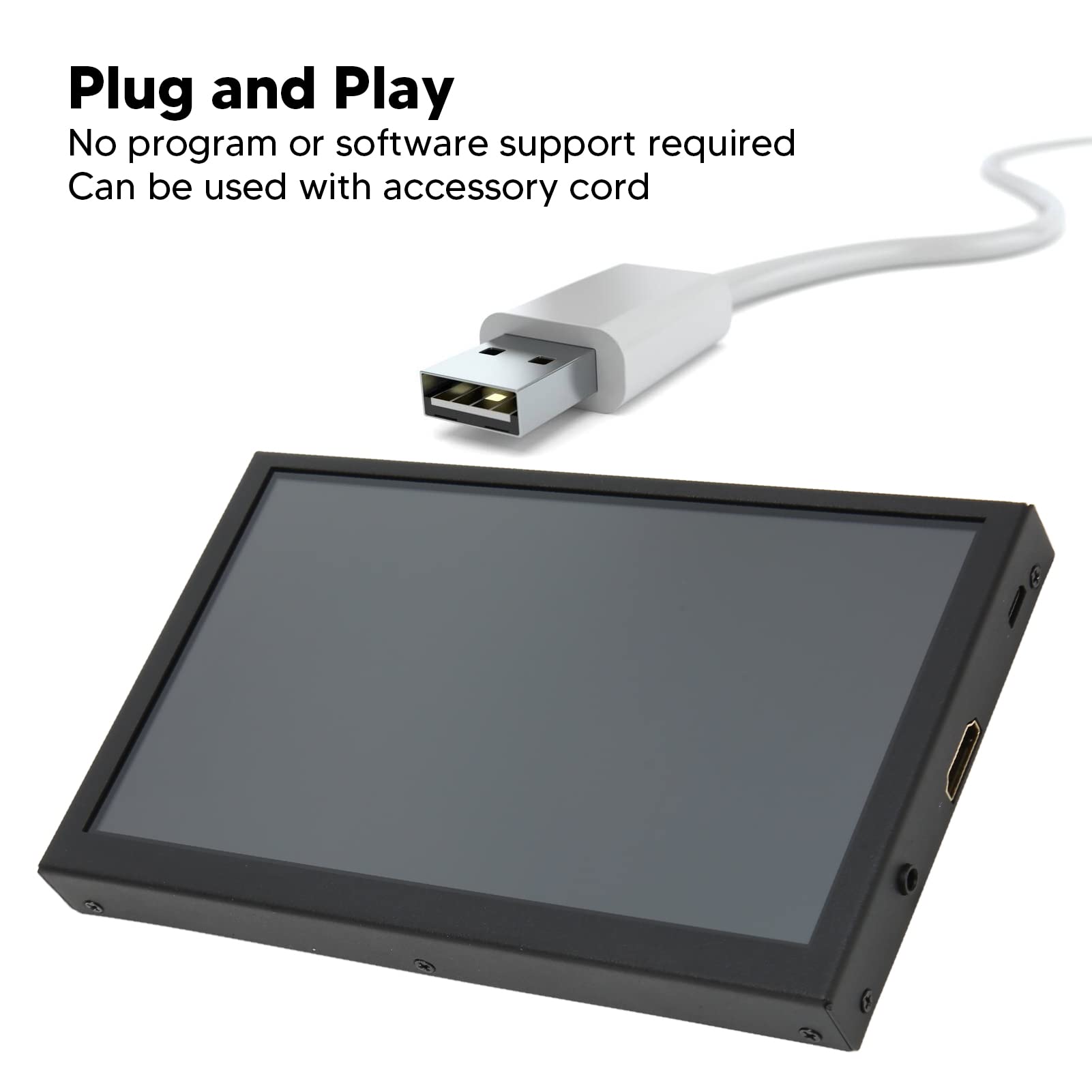 FOTABPYTI 7 Inch Monitor, Universal Dual Speakers IPS Capacitive Metal Case Mini Computer LCD Display with Sound Jacks for OS X for Laptop