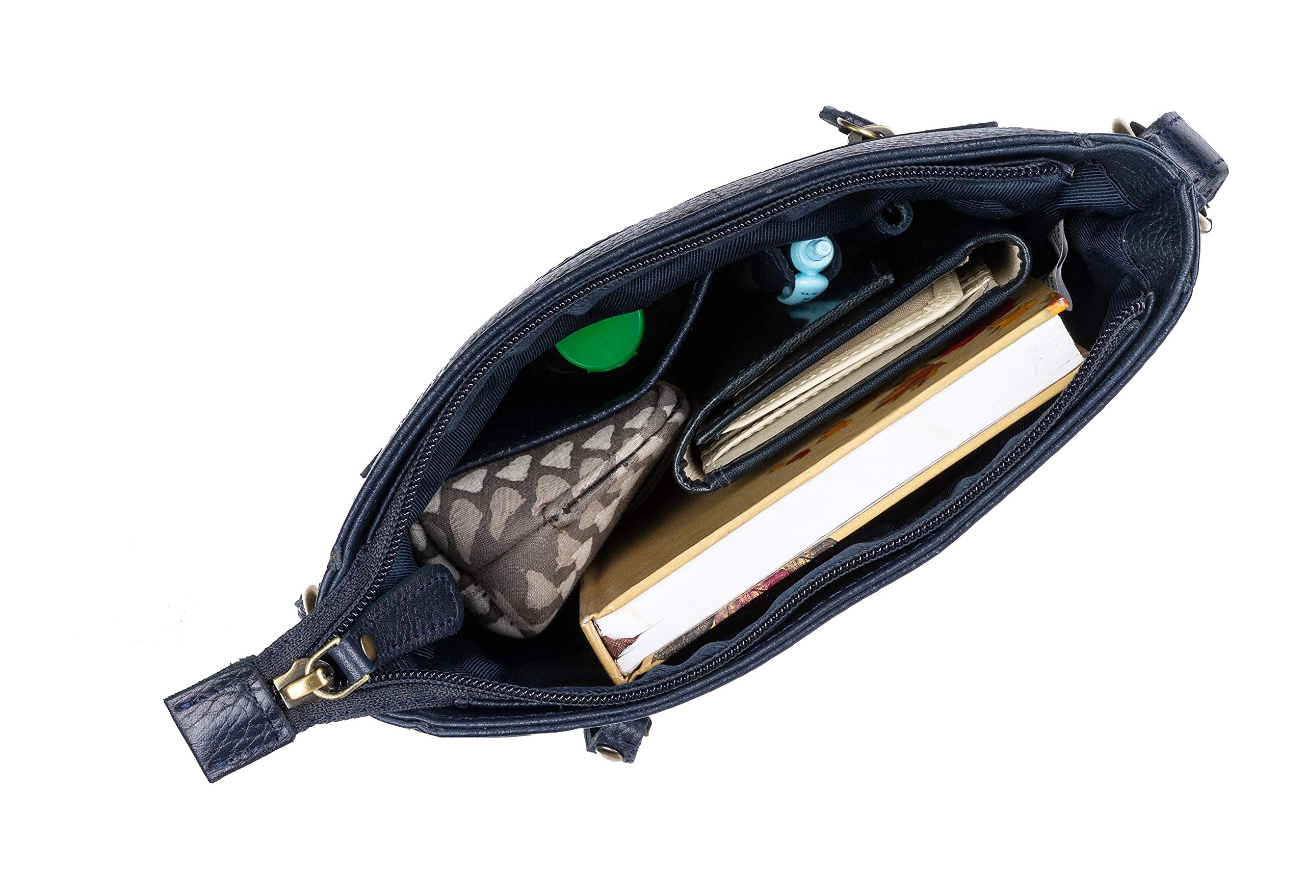Zinda Genuine Leathers Women's Handbag Crossbody Shoulder Sling (Navy)