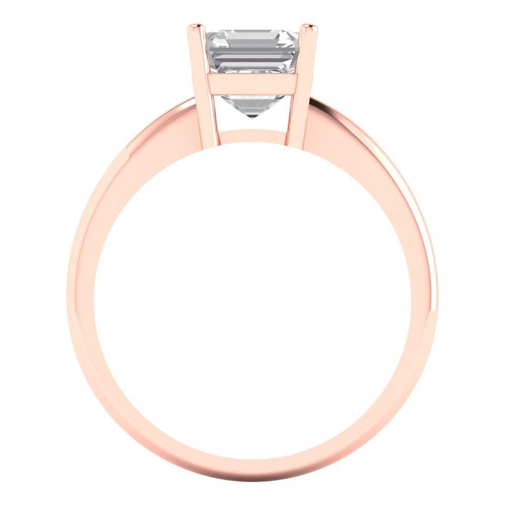 Clara Pucci 1.50 ct Asscher Cut Solitaire Stunning Lab Created White Sapphire Bridal Designer Anniversary Engagement Ring 14k Rose Gold 7