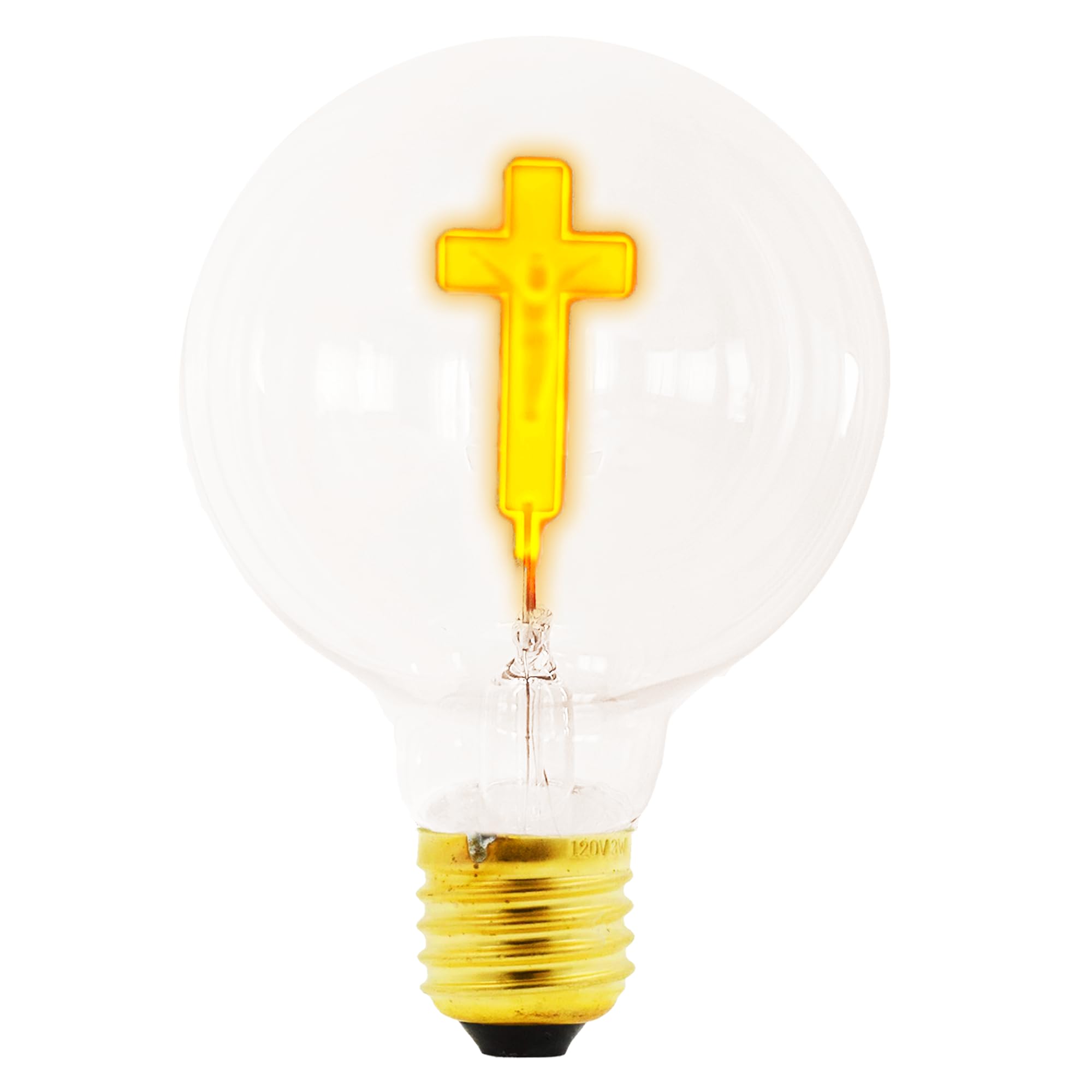 Mandala Crafts Christian Light Bulb Crucifix Bulb Jesus on The Cross Catholic Novelty Bulb 3W 120V for Pendant String Night Light (Standard Base 1 Bulb)
