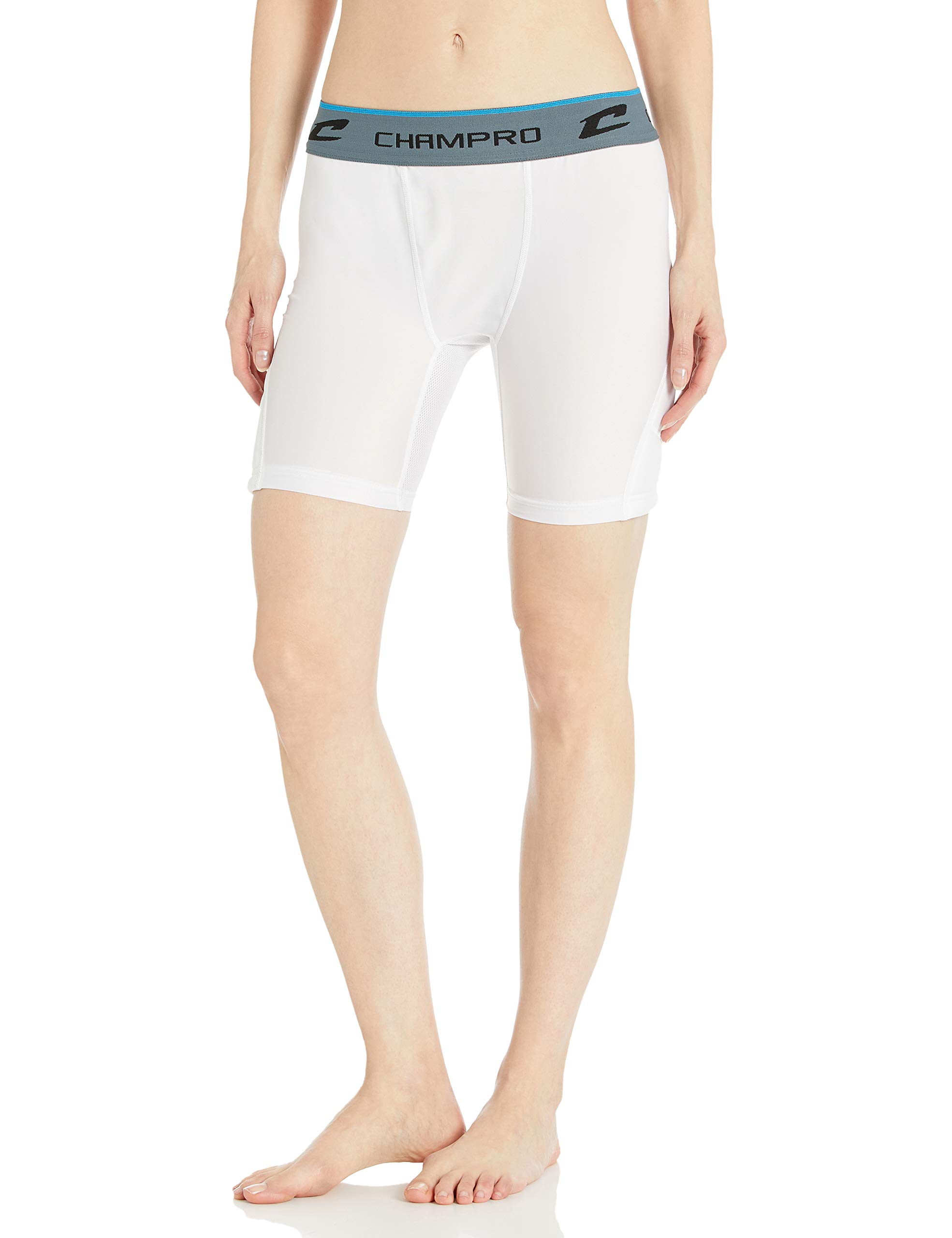 CHAMPRO Womens Fastpitch Softball Compression Windmill Sliding Short - Polyester Spandex, White, Small US