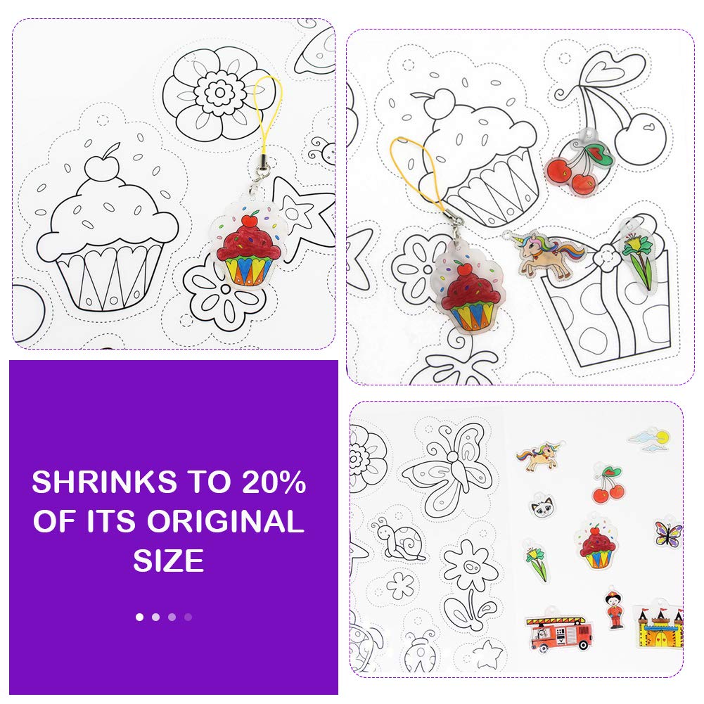 POPMISOLER 183 Pieces Shrink Plastic Kit DIY Ornaments or Creative Craft DIY Accessories Kit for All Ages Great Gift