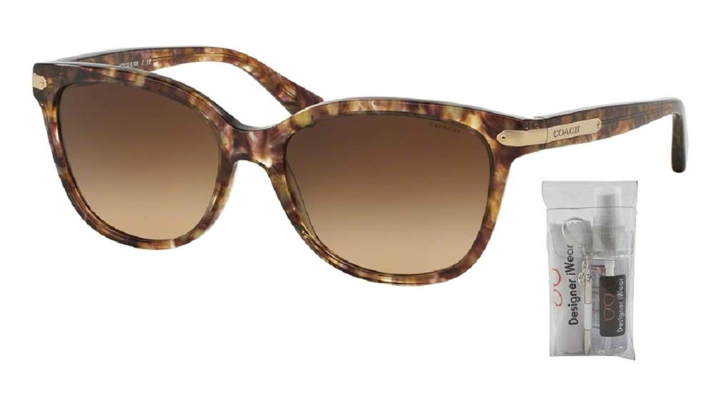 Coach HC8132 55488H 57MM Purple Tortoise/Burgundy Gradient Cat Eye Sunglasses for Women + BUNDLE With Designer iWear Eyewear Kit