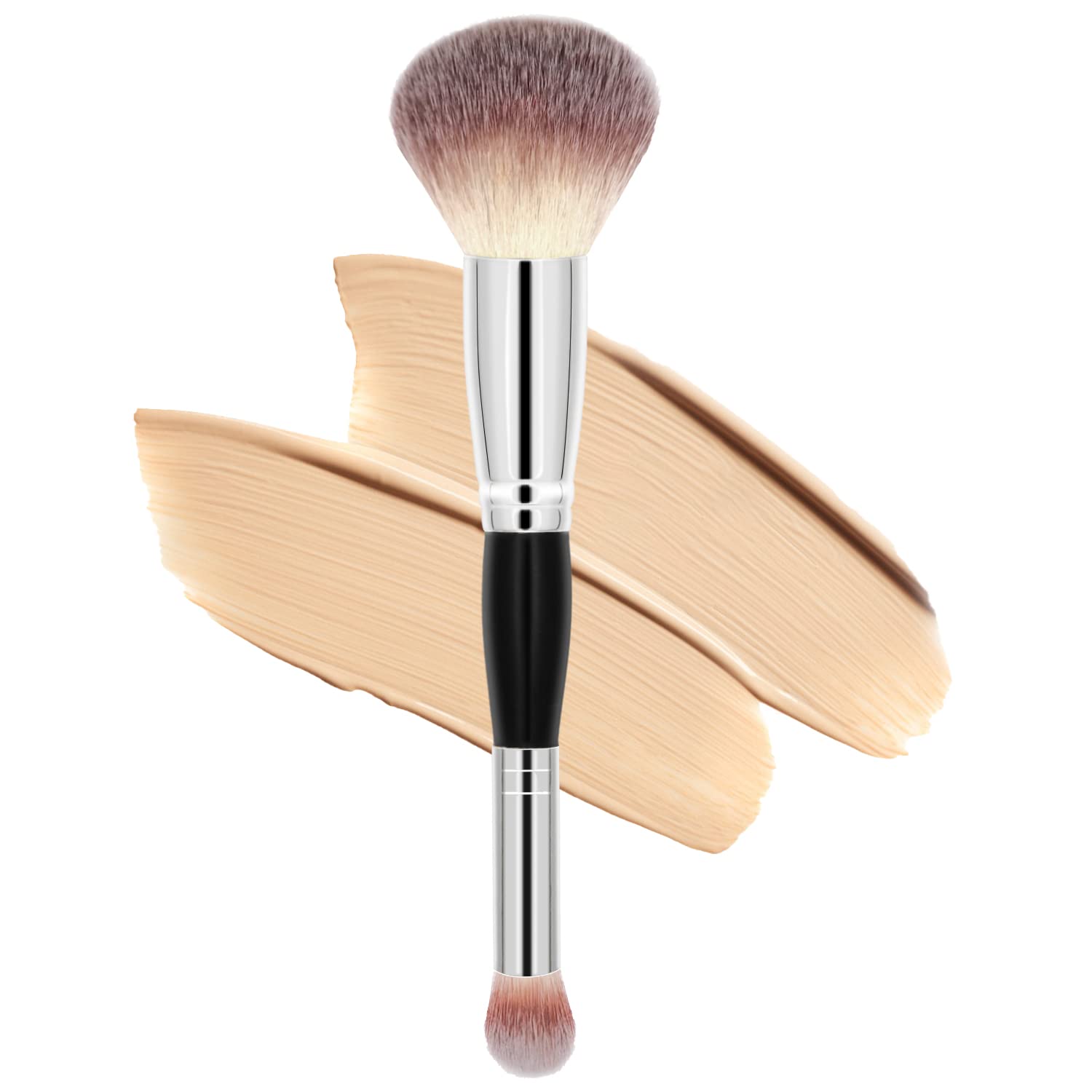 Falliny Double-Ended Makeup Brushes, Large Powder Kabuki Makeup Brush Dual Foundation Concealer Brush for Blending, Blush, Bronzer, Buffing, Flawless Powder Cosmetics