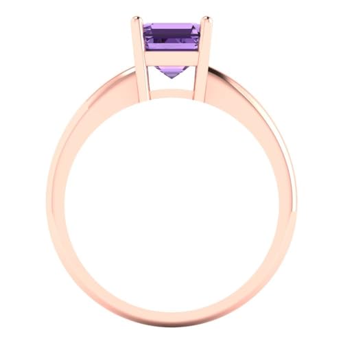 Clara Pucci 1.0 ct Asscher Cut Solitaire Simulated Alexandrite Engagement Bridal Promise Anniversary Ring 18K Rose Gold Size 3.75