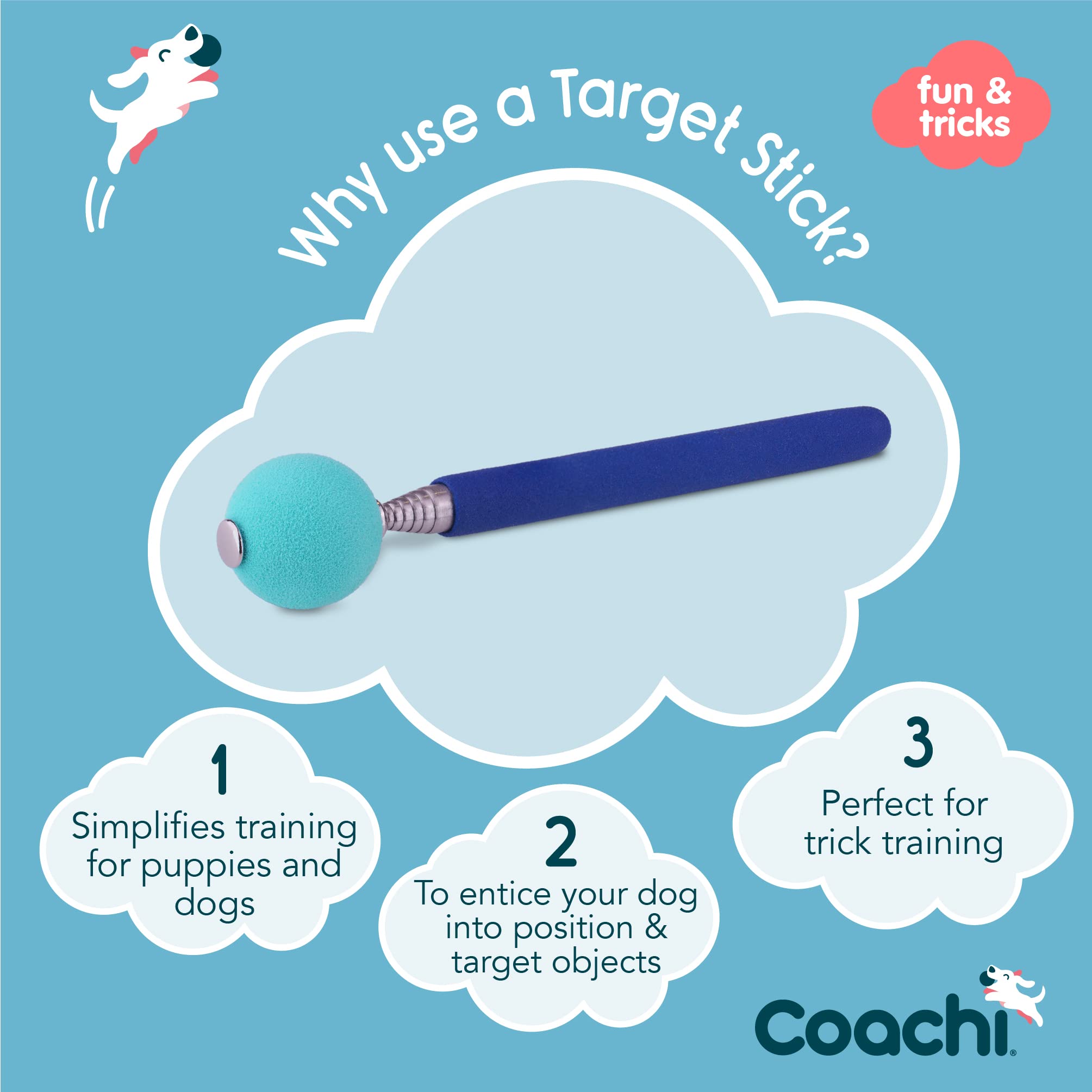 Company of Animals Target Stick for Dog Training, Perfect Dog Accessory for Clicker & Agility Training, Ideal for Puppy Training, Teaching Commands & Tricks, Easy to Use, Adjustable Length 15-70cm