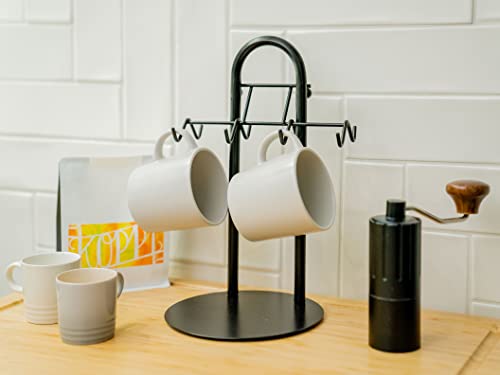 ikloo Metal Small Coffee Cup Stand, Tabletop Coffee Cup Rack Holder, Drying Display Rack, Coffee bar Accessories, Kitchen Counter Organizer, Tea Cup Rack Stand, Cup Rack for Counter Black.