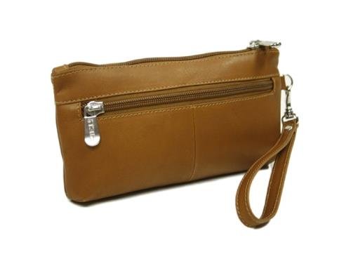 Piel Leather Rainbow Wristlet, Saddle, One Size