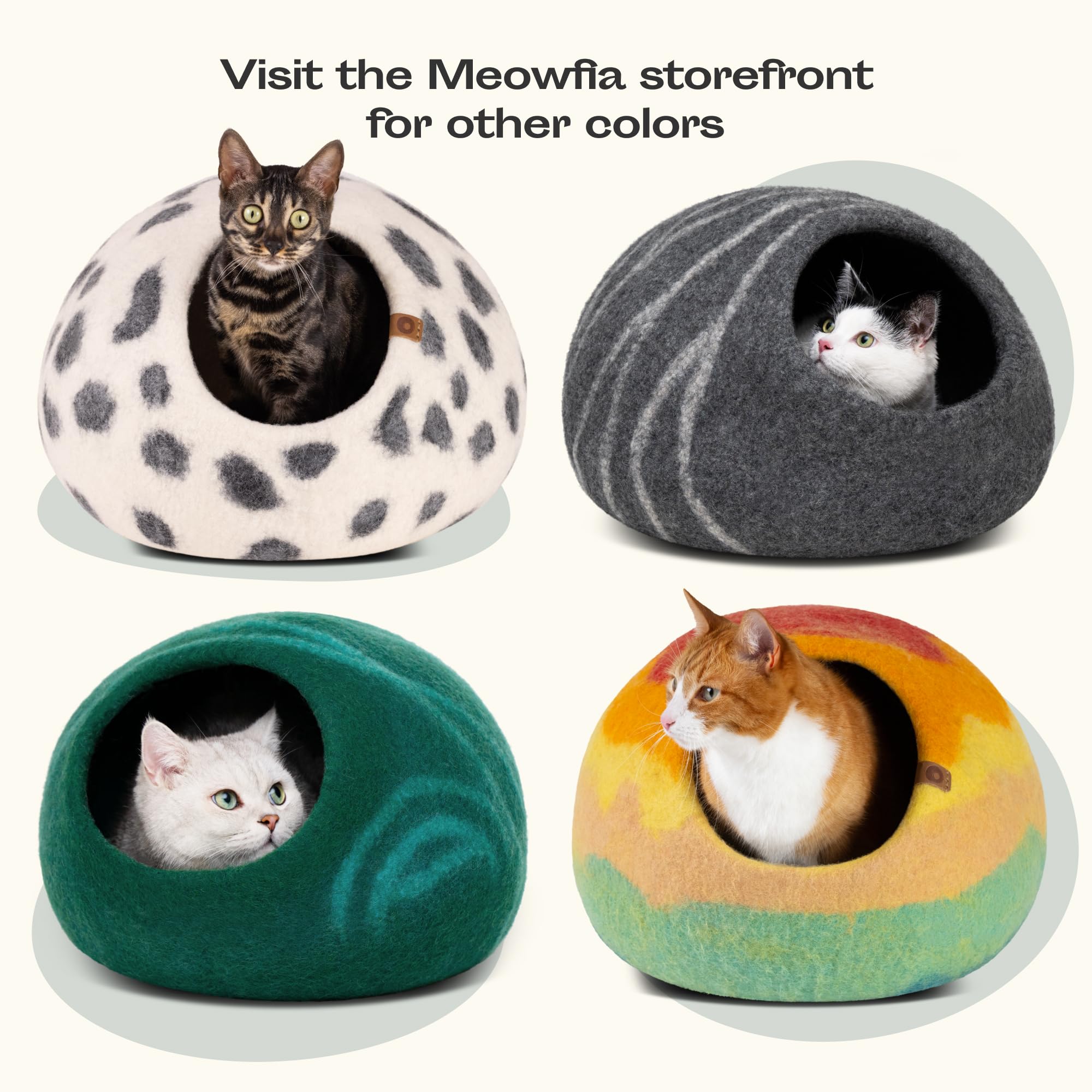 MEOWFIA Cat Cave β Premium Felt Cat Bed for Indoor Cats, Handmade 100% Merino Wool (Dark Shades) (Medium, Dark Grey)