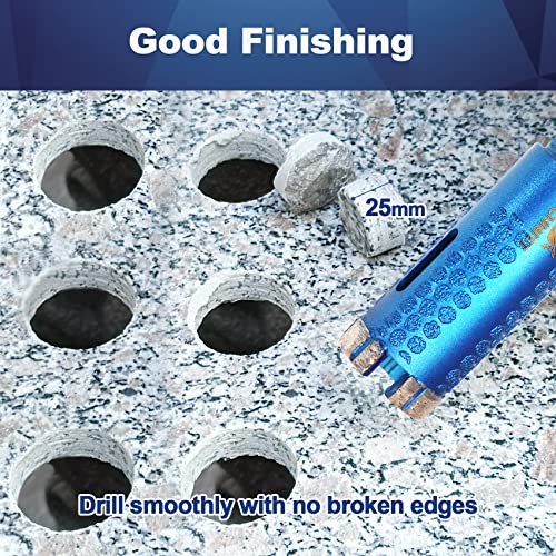 Diamond Core Drill Bit,Adapter,BRSCHNITT 1 3/8 Inch Laser Welded Diamond Hole Saw for Granite Marble Solid Block Stone Reinforced Concrete,Dry or Wet Drilling (35mm)