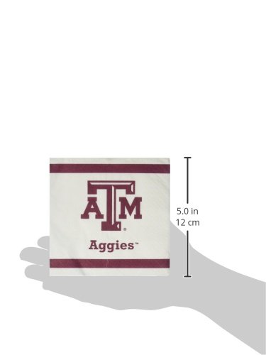 Mayflower Distributing Company 24 Count Texas A and M Beverage Napkin, 5-Inch, Multicolor