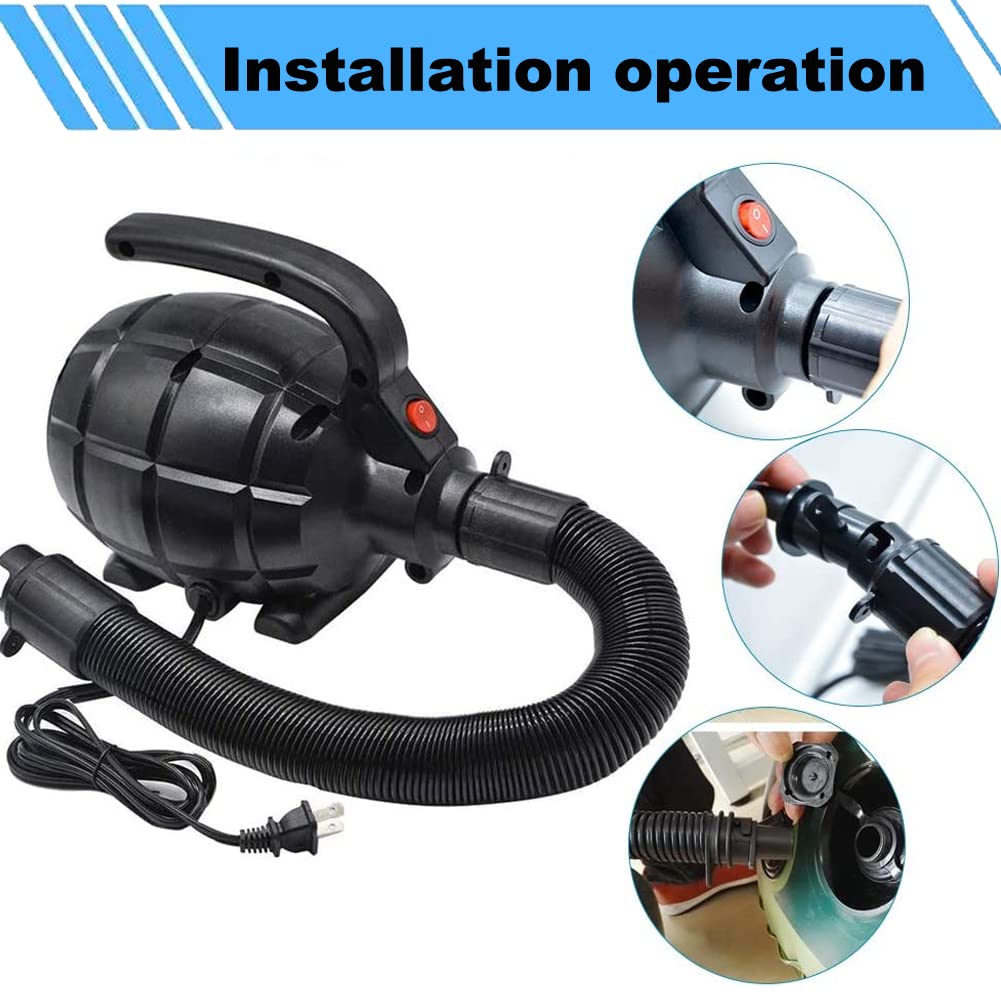 Electric Air Pump for Inflatable Air Tumble Track Gymnastics Mat, Air Roller Barrel, Swimming Ring, Air Bed, Pool Toy, Inflatables Raft Boat Electric Pump with 4 Nozzles(AC 110-120V(500W))