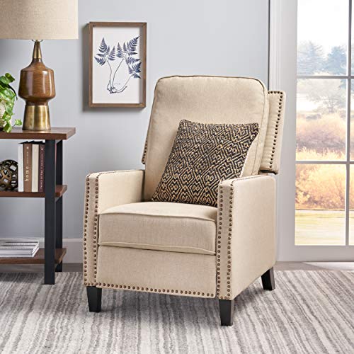 Christopher Knight Home Armstrong Recliner,Polyester,Birch, Beige + Dark Brown