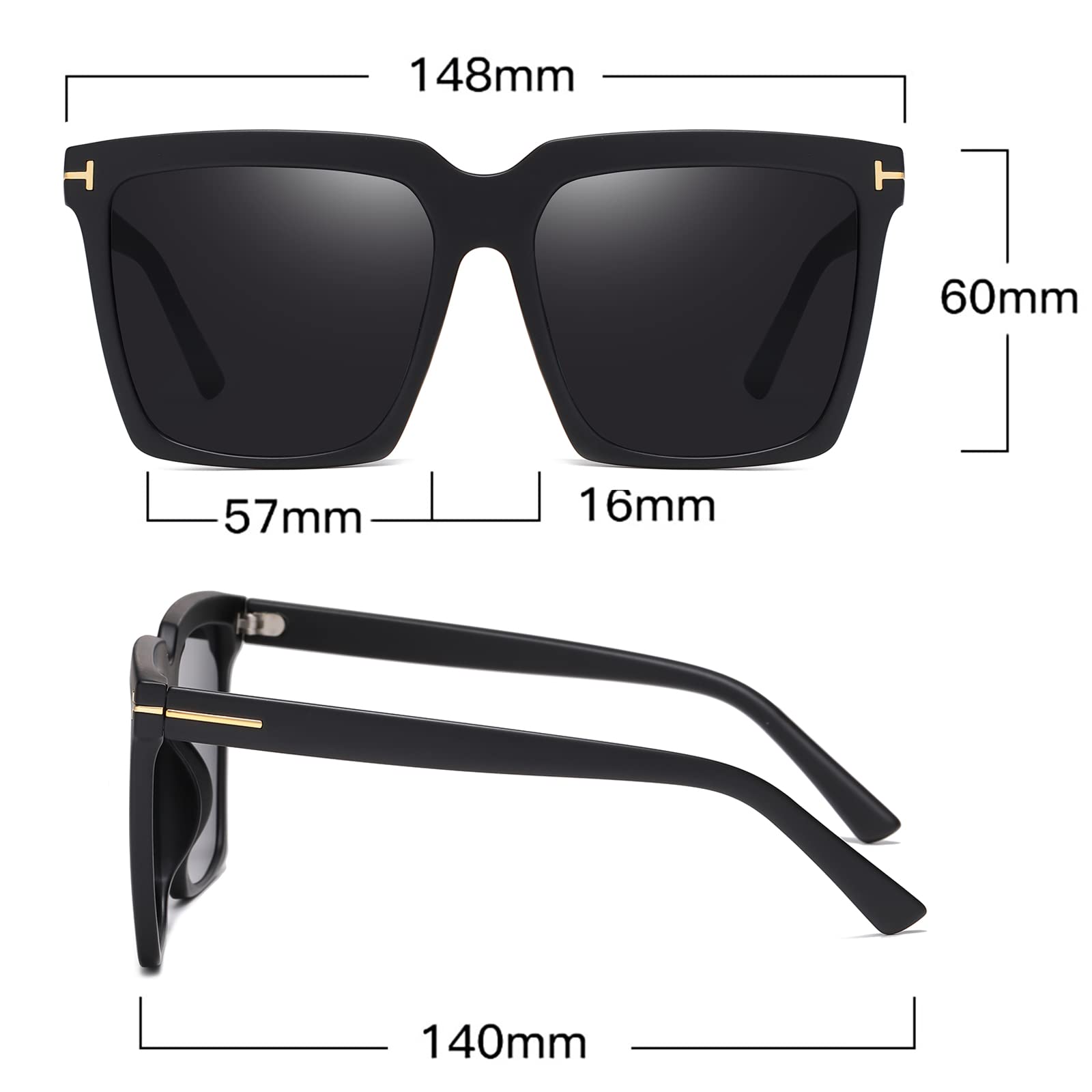 DioKiw Oversize Square Sunglasses for Women Retro Luxury Big Frame Sun Glasses 100% UV Protection Travel Goggles