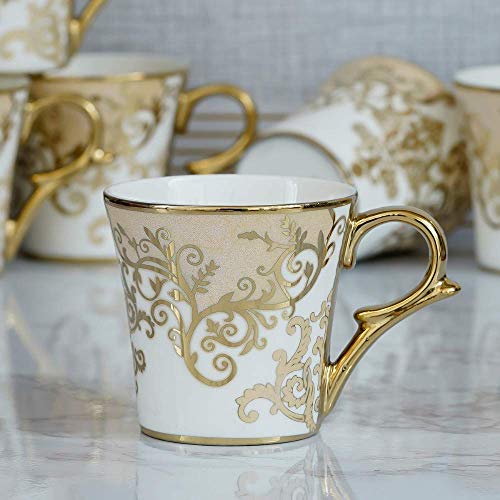 Femora Ceramic Demitasse 5.9 Oz Espresso Cups, Cappuccino Cups Ceramic Demitasse Cups Small Coffee Cups for Latte Mocha Milk Tea, Set of 5.9, Assorted Colors