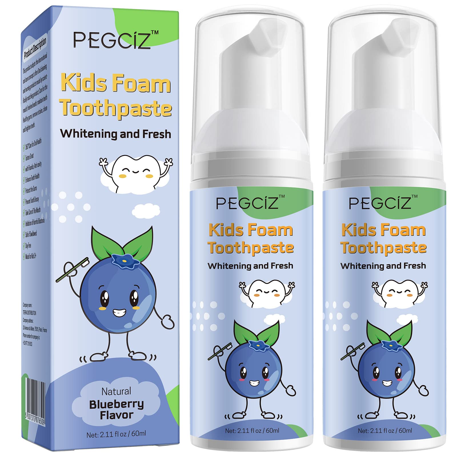 Foam Toothpaste Kids 6 Pack, Toddler Toothpaste with Low Fluoride for U Shaped Toothbrush, Foaming Toothpaste and Mouthwash for Dental Care for Children