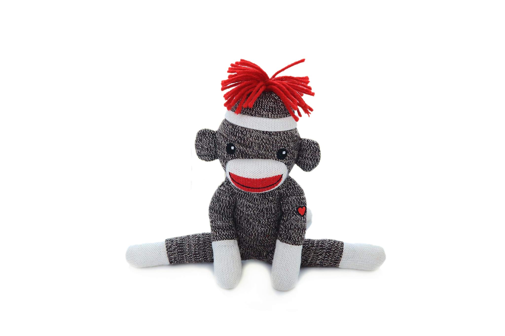 Plushland Adorable Sock Monkey 8 Inches Tall - Soft Realistic Plush Knitted Stuffed Animal Toy Gift - for Kids, Babies, Teens, Girls and Boys (Brown)
