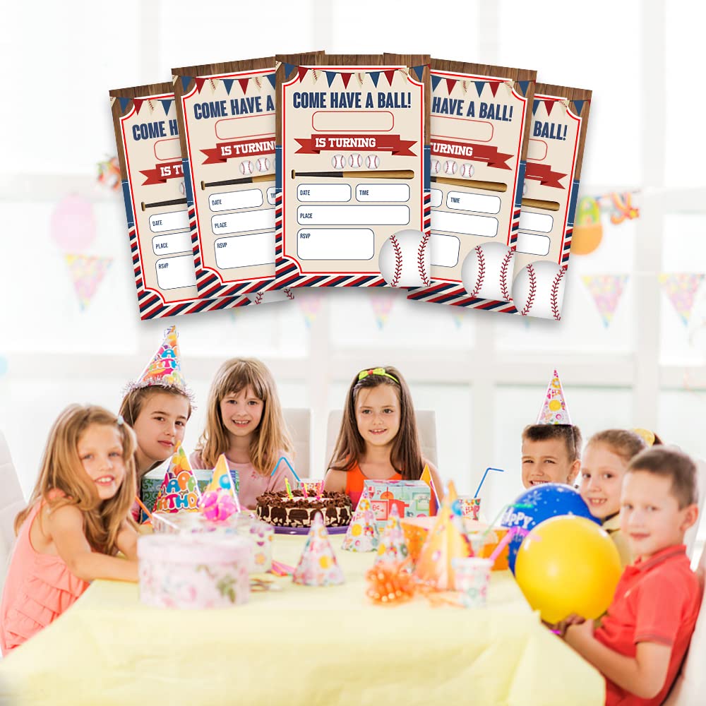 FujLoy Baseball Birthday Party Invitations, Come Have A Ball Invitations, Baseball Party Invitations cards.(050)