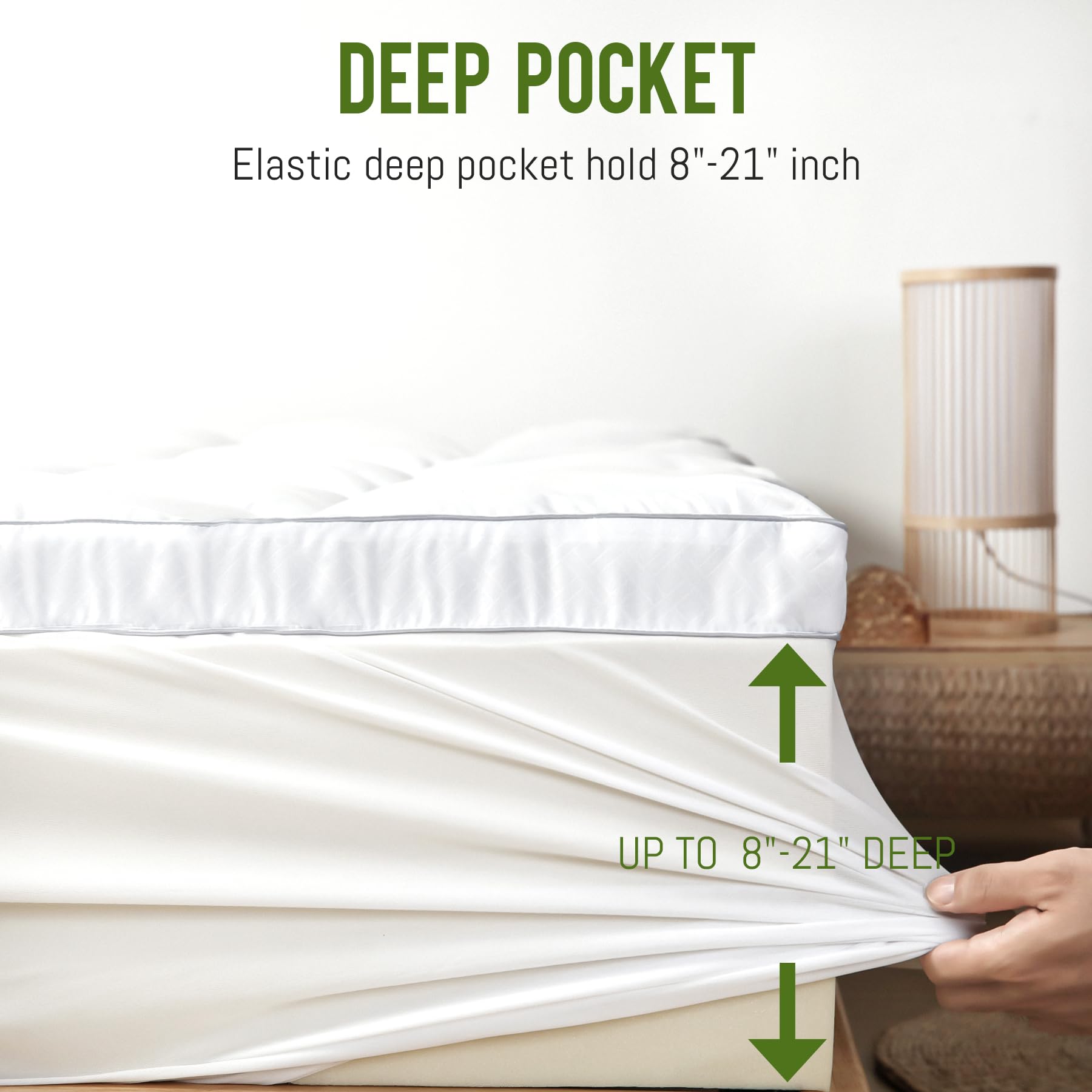 JTE Mattress Topper King for Back Pain,1200G Extra Thick Cooling Mattress Pad Cover for Deep Sleep, 3D Snow Down Alternative Overfilled Pillow Top Mattress Protector with 8-21 Inch Deep Pocket(76*80)