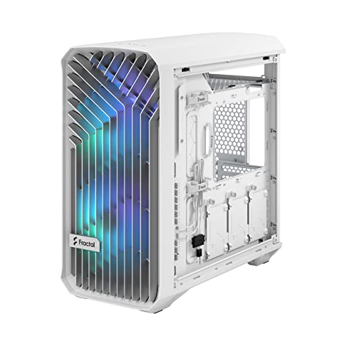 Fractal Design Torrent Compact RGB White - Clear Tint Tempered Glass Side Panel - Open Grille for Maximum air Intake - Two 180mm RGB PWM Fans Included - Type C - ATX Airflow Mid Tower PC Gaming Case