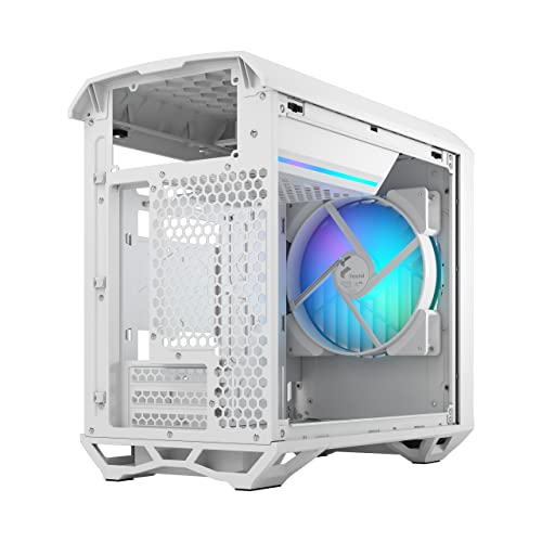 Fractal Design Torrent Nano RGB White - Clear Tint Tempered Glass Side Panel - Open Grille for Maximum air Intake - 180mm RGB PWM Fan Included - Type C - mITX Airflow Mini Tower PC Gaming Case