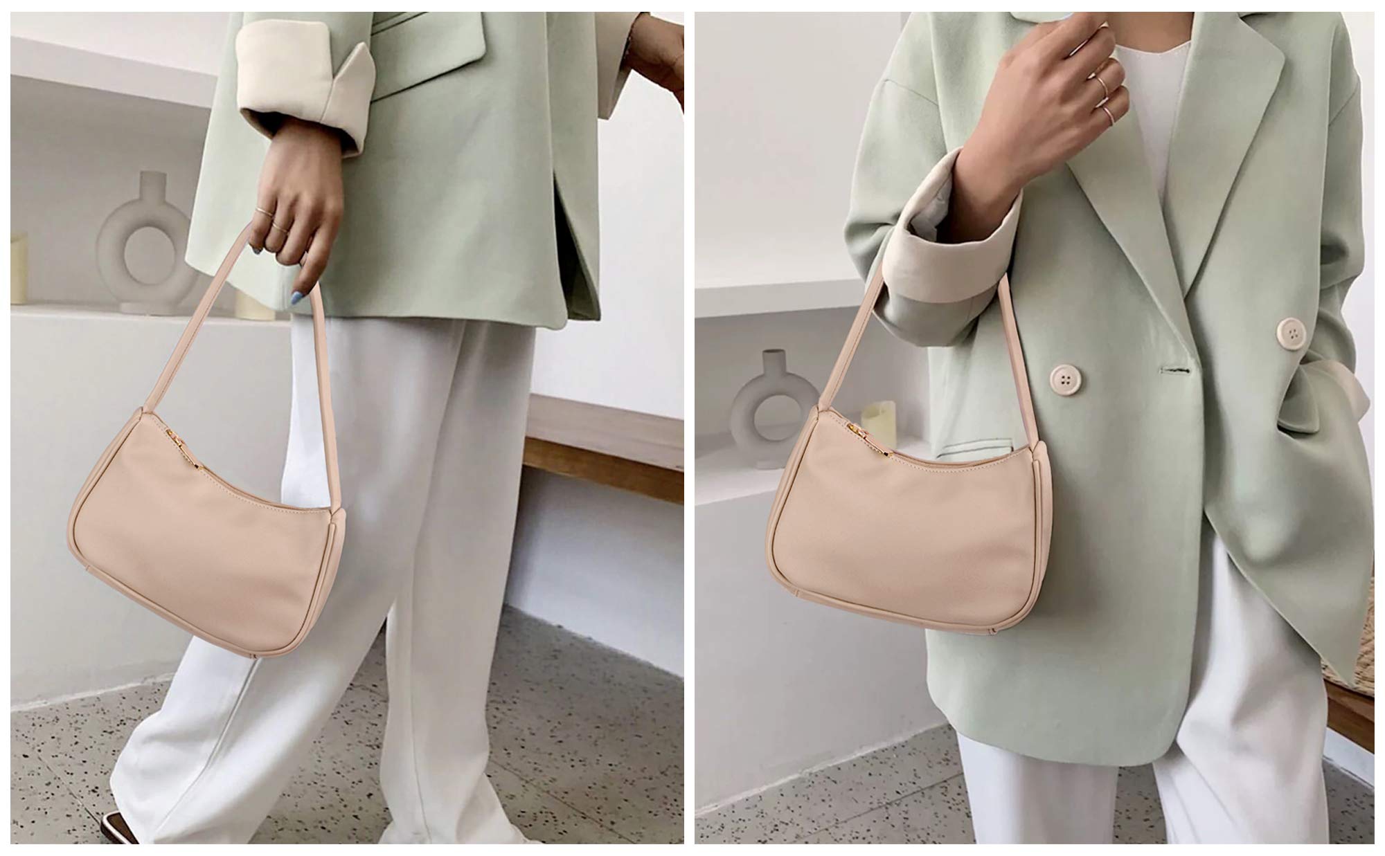 UTO Mini Purses for Women Ultra Soft Leather Vegan Lightweight Clutch Handbag Shoulder Bag Apricot