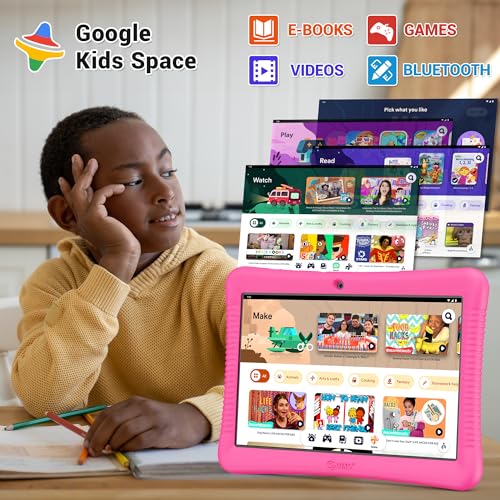 Contixo Kids Tablet K102-10-inch HD, Ages 3-7 Toddler Tablet, Parental Control, Android 10, 64GB, WiFi, Learning Tablet for Children with Disney E-Book Pre-Installed, Kid-Proof Case, Pink