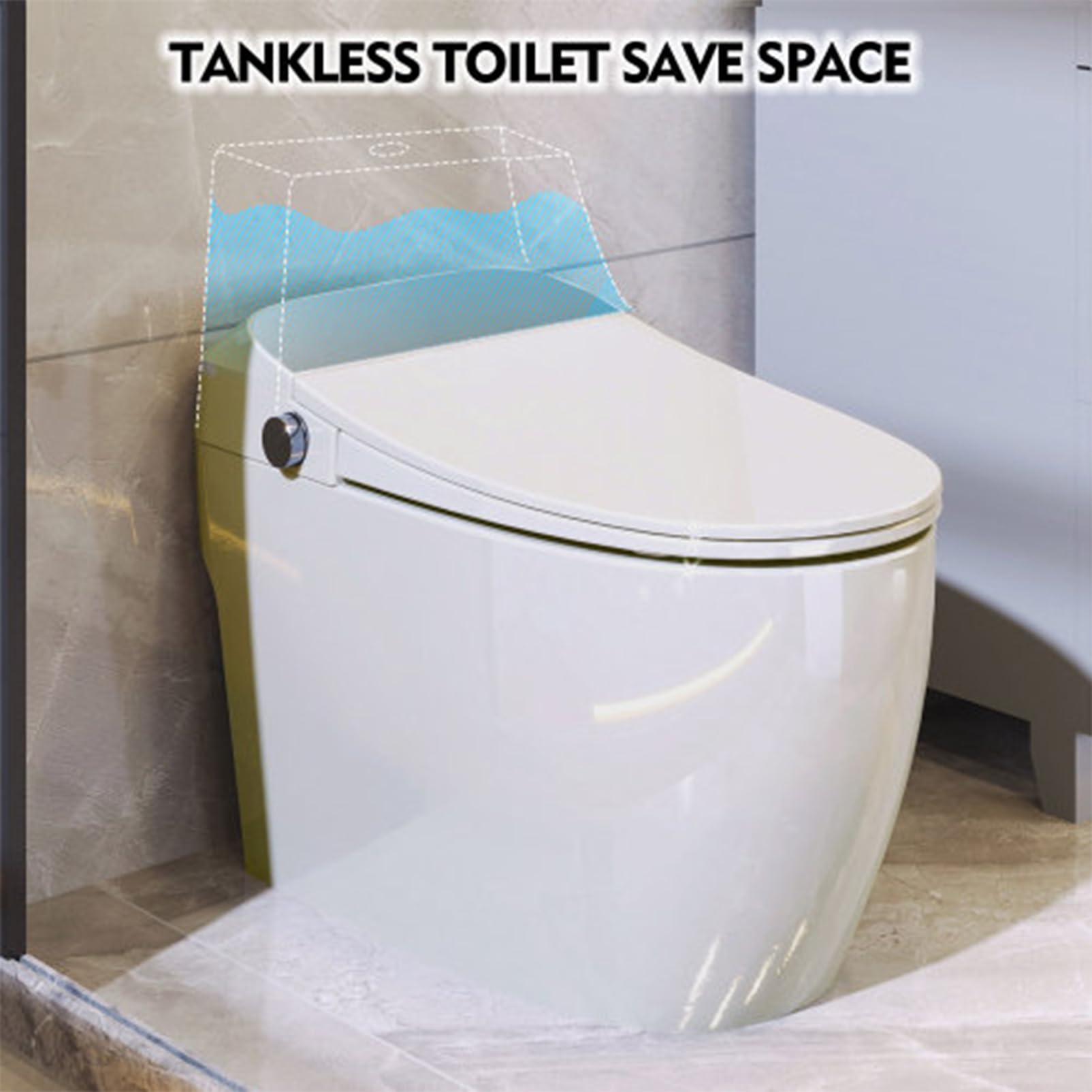 Heated Seat Smart Toilet, Modern Elongated Toilet with Warm Water, Dual Auto Flush,Foot Sensor Operation,Heated Bidet Seat, Automatic Flush Tank Less Toilet without Bidet (A)